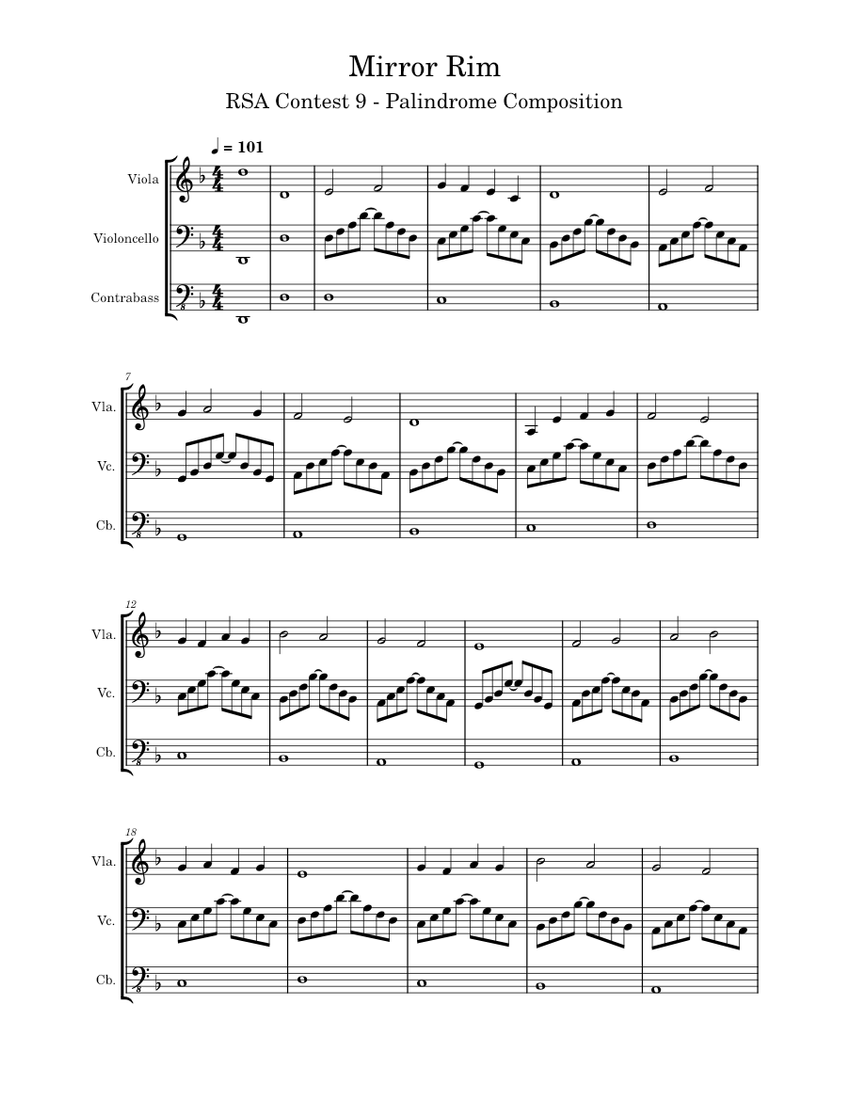 "Mirror Rim", RSA Contest 9 - Palindrome Composition Sheet music for ...