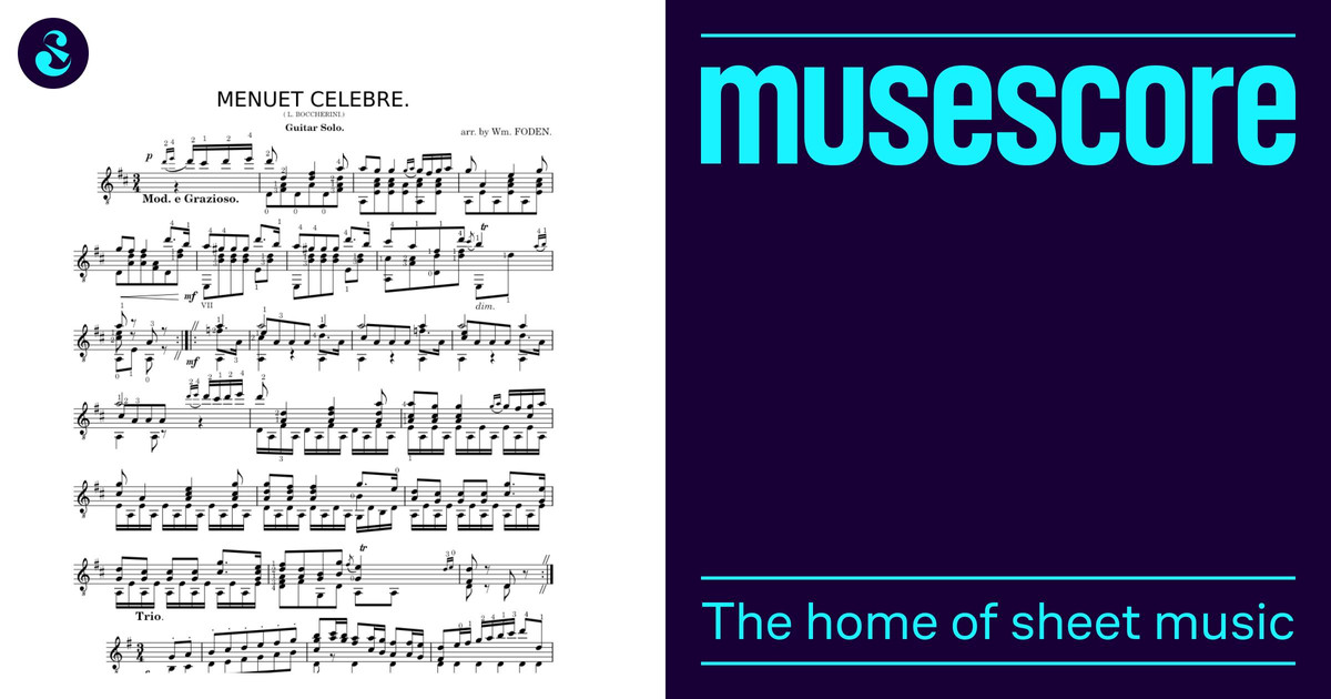 Menuet Celebre by Luigi Boccherini Sheet Music for Guitar (Solo ...
