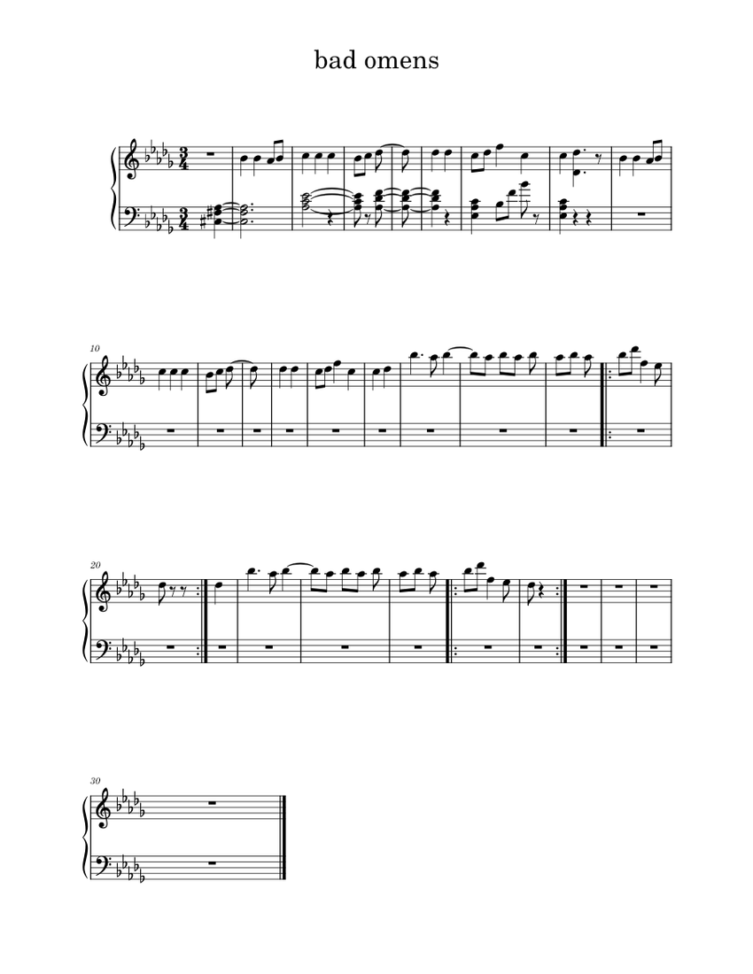 bad_omens Sheet Music for Piano (Solo) Easy | MuseScore.com