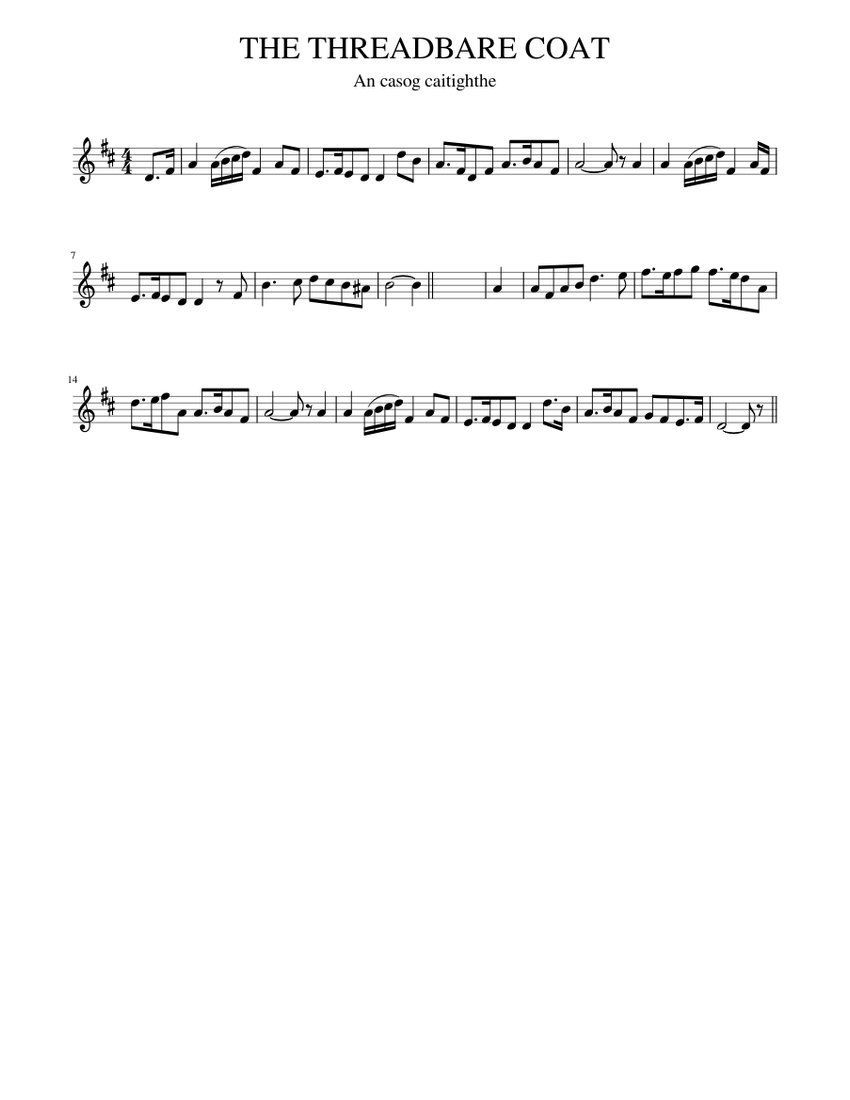 THE THREADBARE COAT Sheet music for Piano (Solo) Easy | Musescore.com