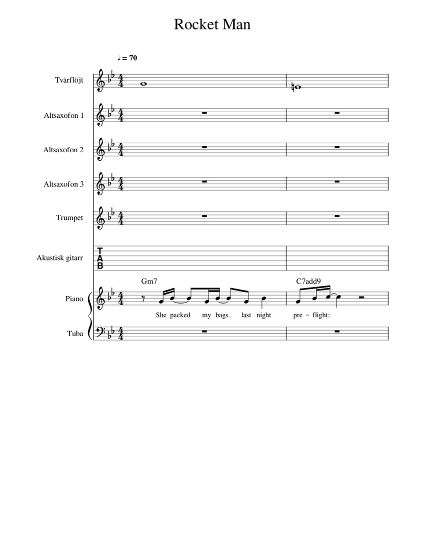 Rocket_Man Sheet music for Piano, Tuba, Flute, Saxophone alto & more ...