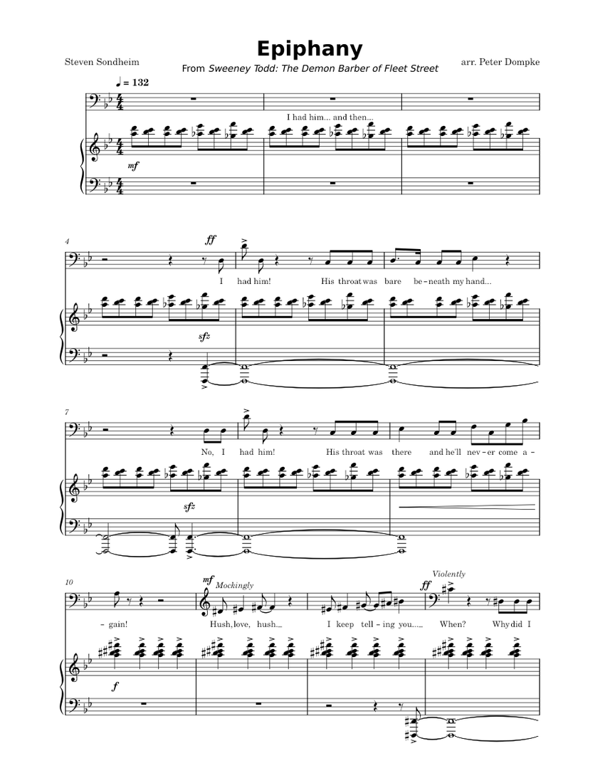 Epiphany Sheet Music for Piano, Vocals (Piano-Voice) | MuseScore.com