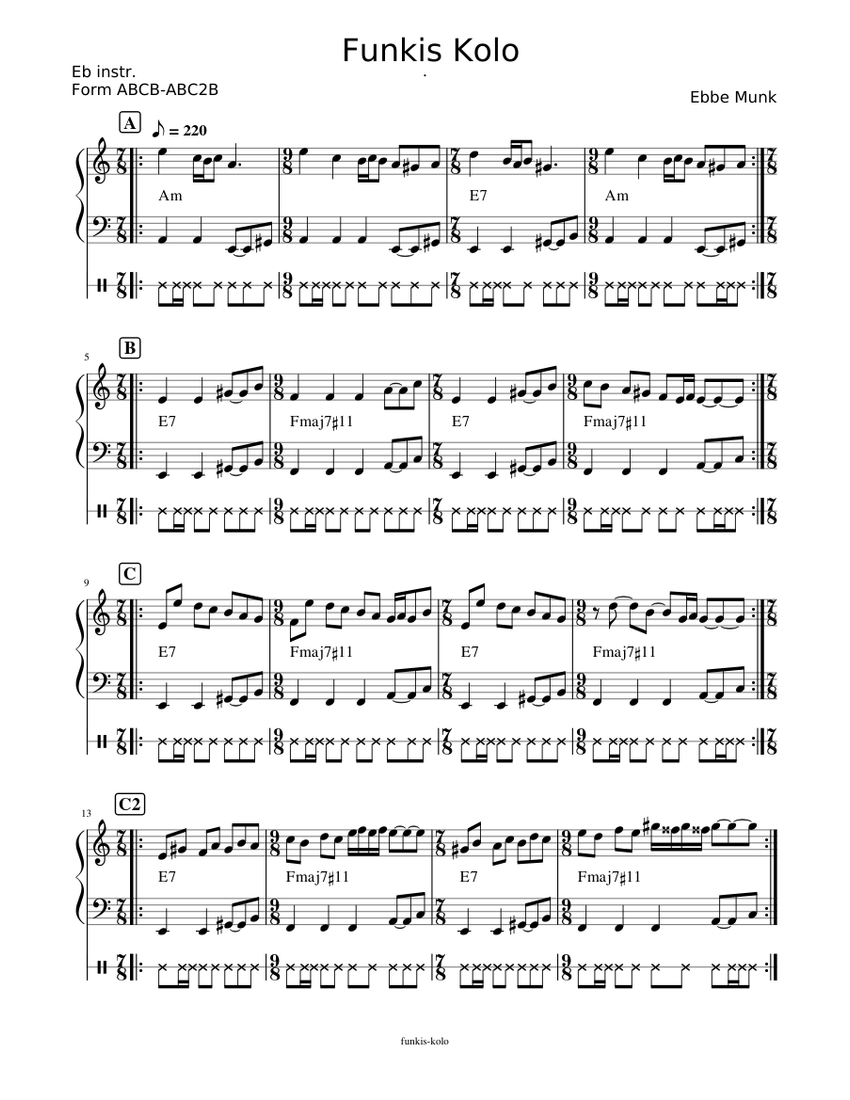 Funkis Kolo – Ebbe Munk Sheet music for Piano, Snare drum (Mixed ...