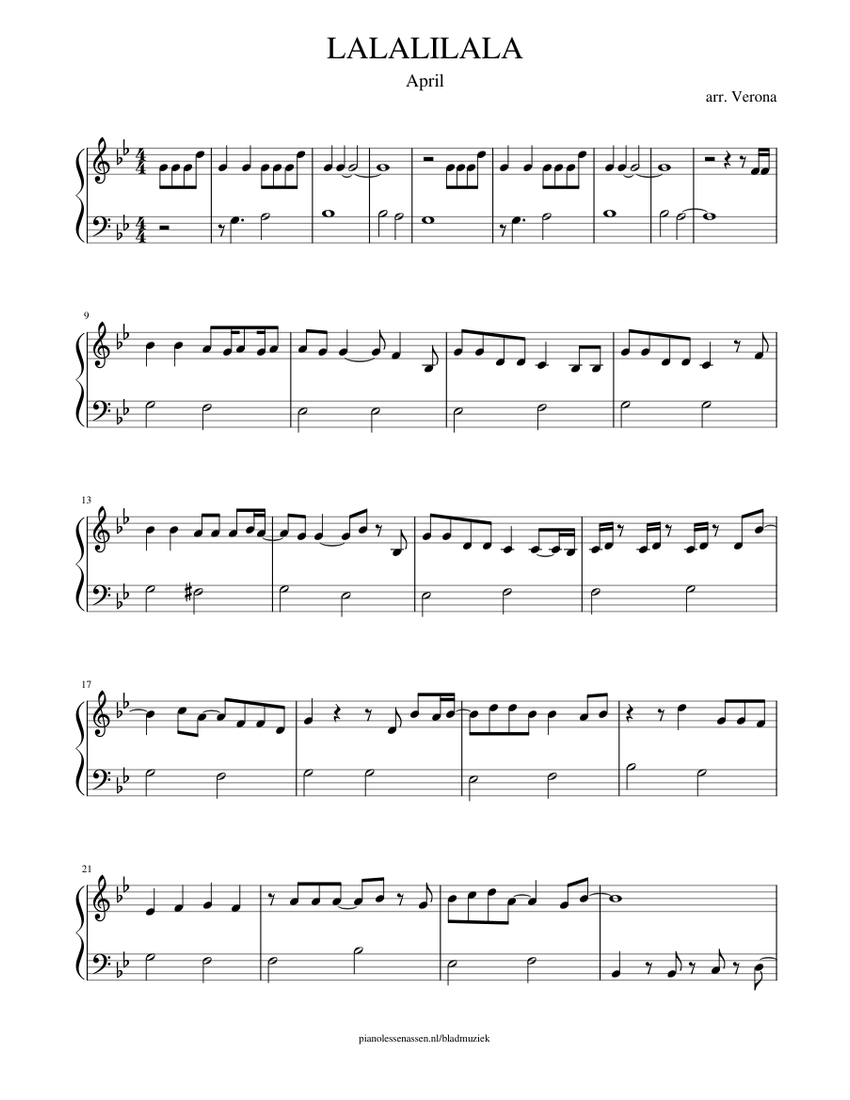 LALALILALA - APRIL (EASY) Sheet Music for Piano (Solo) | MuseScore.com