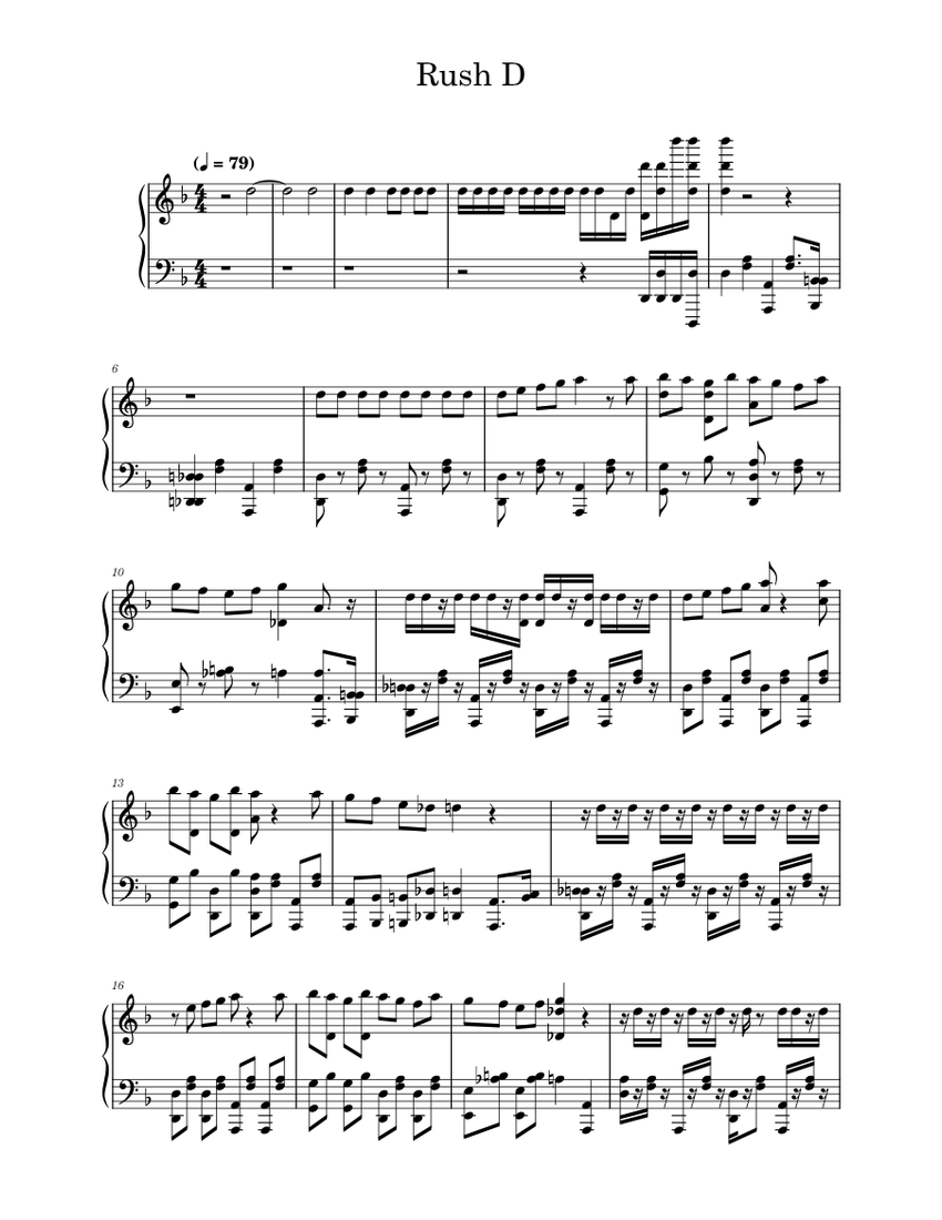 Rush D Remix Sheet Music for Piano (Solo) | MuseScore.com