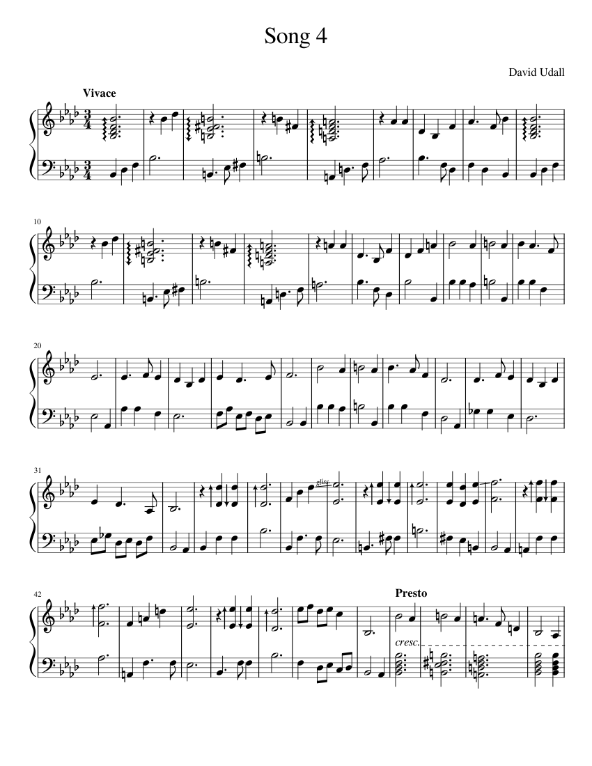Song 4 Sheet music for Piano (Solo) | Musescore.com
