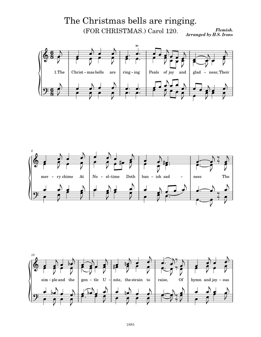 The Christmas Bells Are Ringing – Irons, H.S. (1885) Sheet Music for ...