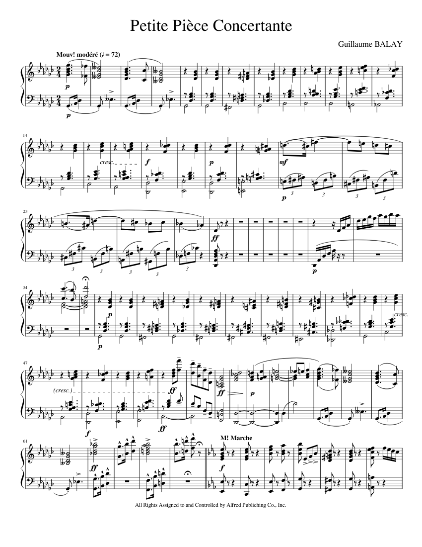 Petite Pièce Concertante Accompaniment Sheet Music for Piano (Solo ...