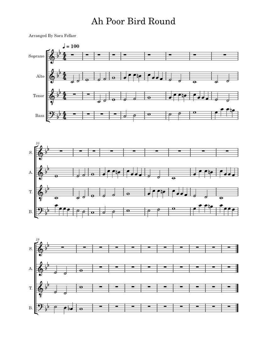Ah, Poor Bird! – Misc Traditional Ah Poor Bird Sheet Music for Soprano ...