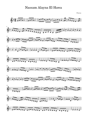 Nassam Alayna El Hawa - Fairuz Sheet Music for Piano (Solo) easy ...