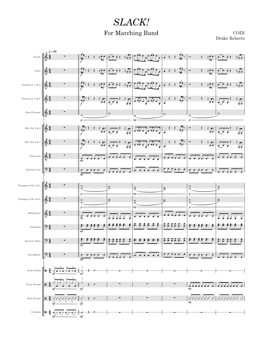 Slack by COIN (For Marching Band) Sheet Music | MuseScore.com