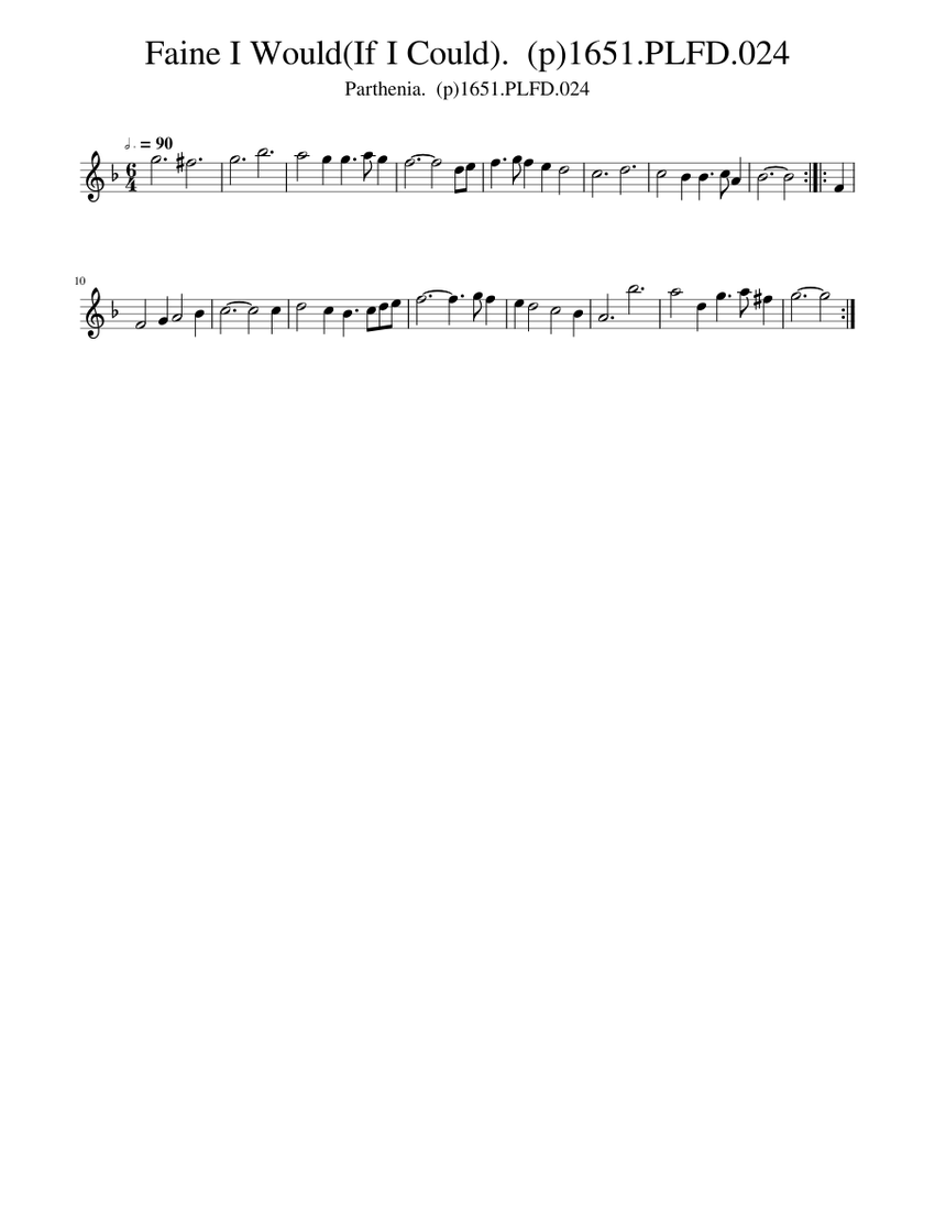 Faine I Would(If I Could). (p)1651.PLFD.024 Sheet music for Piano (Solo ...