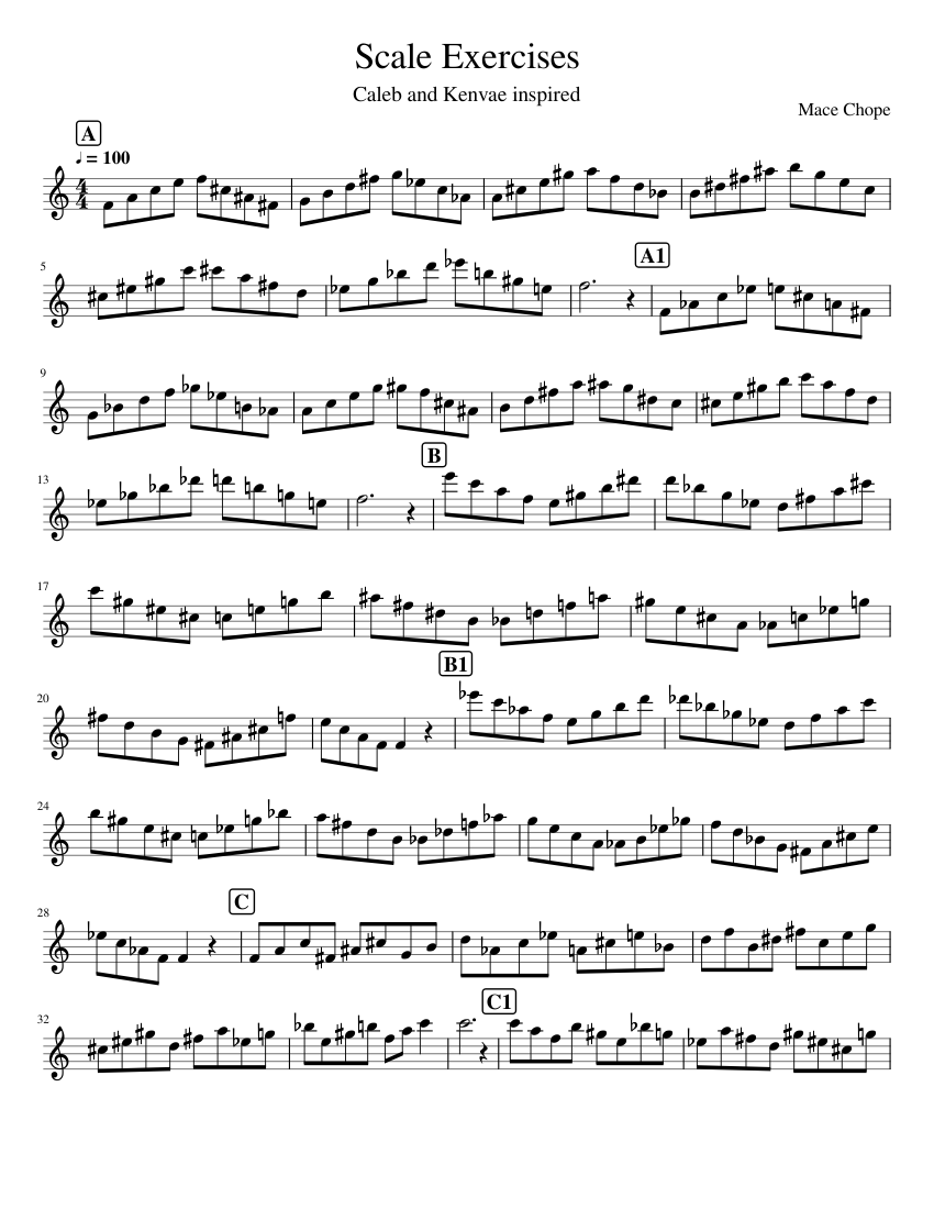 Scale Exercises Sheet music for Clarinet in b-flat (Solo) | Musescore.com