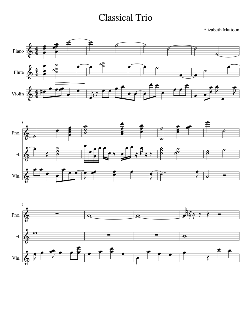 Classical Trio Sheet music for Piano, Flute, Violin (Mixed Trio ...