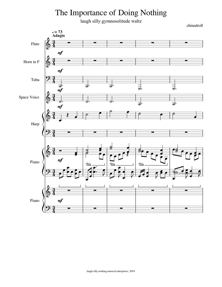 the importance of doing nothing Sheet Music for Piano, Tuba, Flute ...