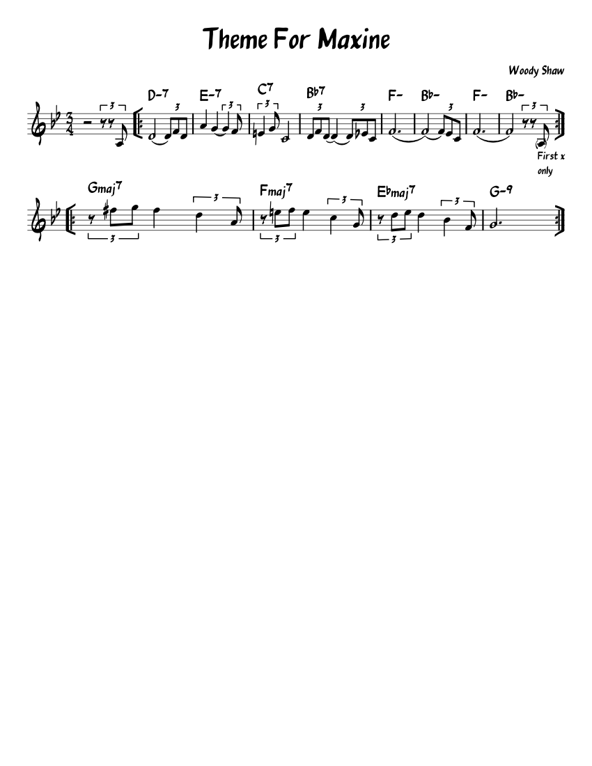 Theme_For_Maxine C Sheet Music with Chords for Saxophone tenor (Solo ...