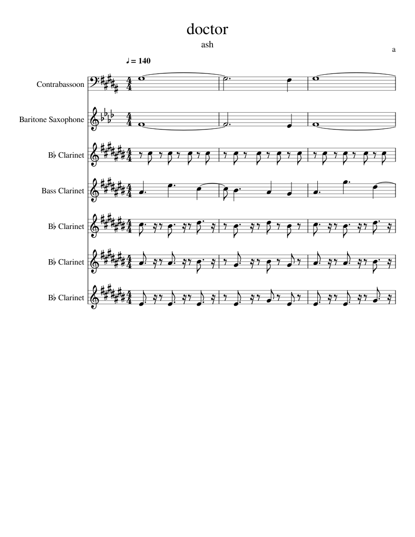 doctor Sheet music for Clarinet in b-flat, Clarinet bass, Saxophone ...