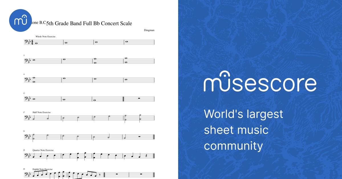 5th Band Full B-Flat Concert Scale Exercises -- Baritone B.C. Sheet ...