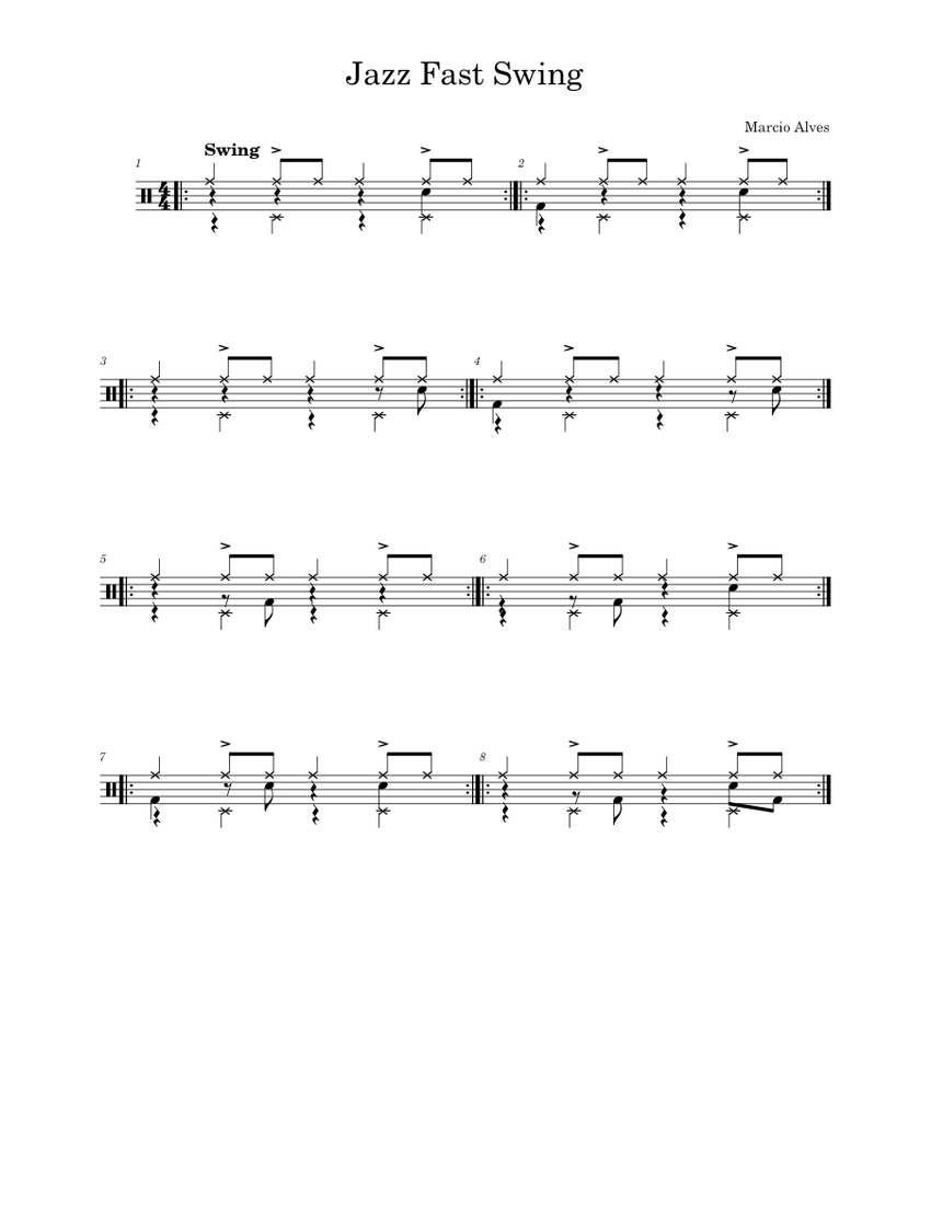 Jazz Fast Swing Sheet Music for Drum group (Solo) | MuseScore.com