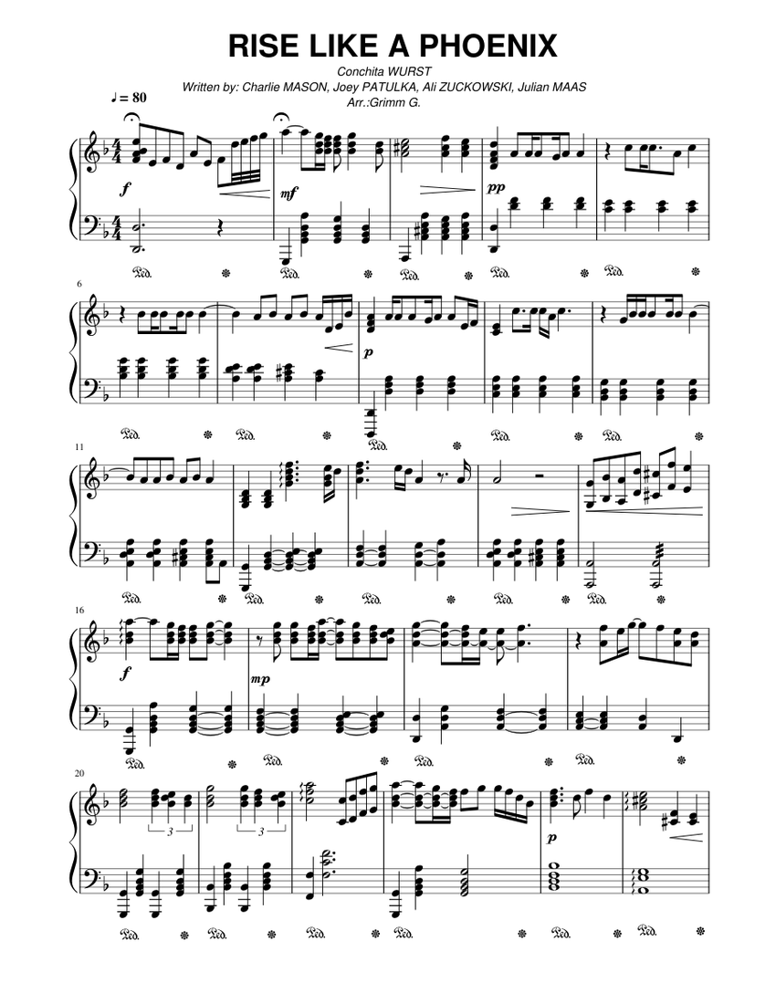 Rise Like A Phoenix (piano solo) Sheet Music for Piano (Solo ...