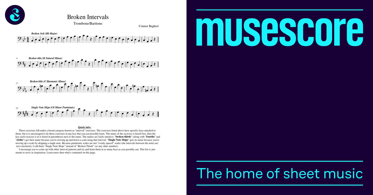 Broken Intervals - Trombone/Baritone Sheet Music for Trombone (Solo ...