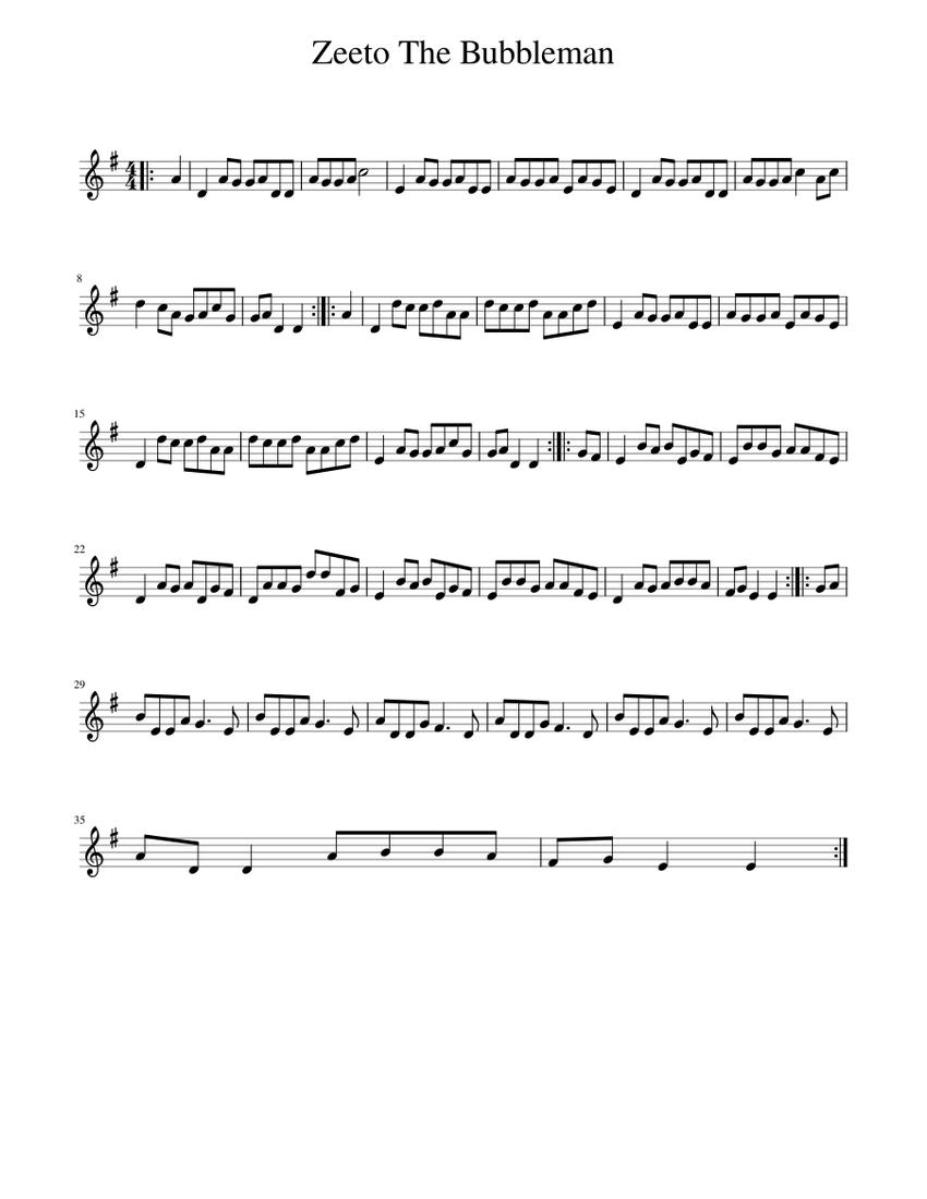 Zeeto The Bubbleman Sheet music for Piano (Solo) Easy | Musescore.com