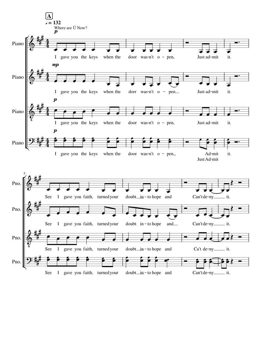 acapella group mix Sheet music for Piano (SATB) | Musescore.com