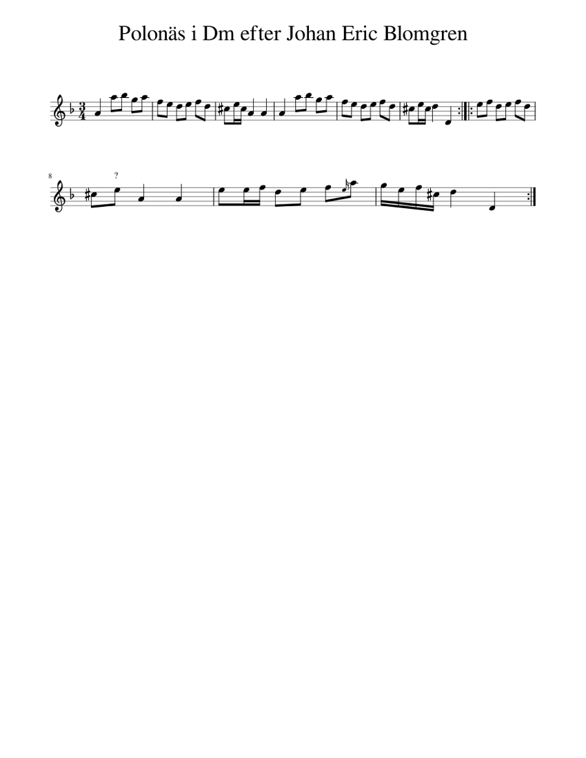 Polonäs i Dm efter Johan Eric Blomgren Sheet music for Piano (Solo) Easy | Musescore.com