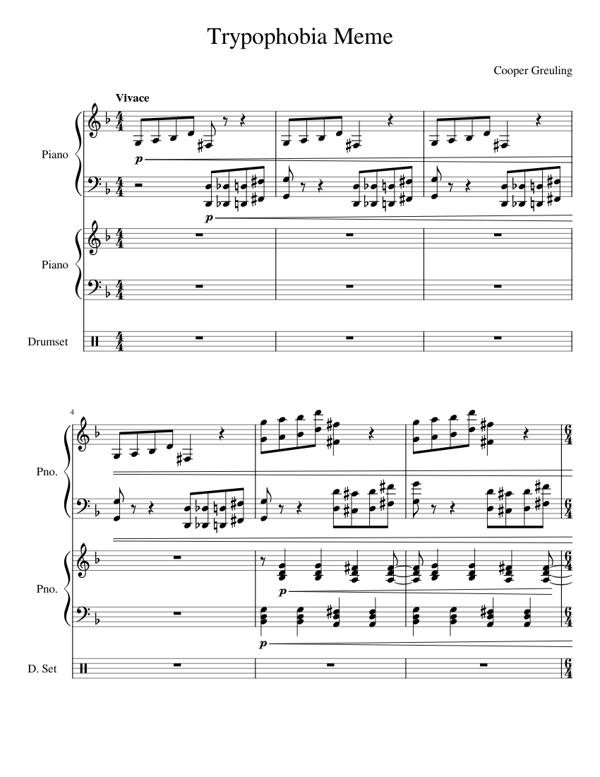 Trypophobia Meme Sheet Music for Piano, Drum group (Piano Duo ...
