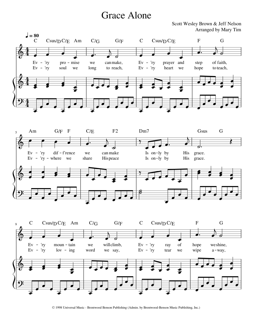 Grace Alone - Scott Wesley Brown & Jeff Nelson Sheet music for Piano, Vocals (Piano-Voice ...