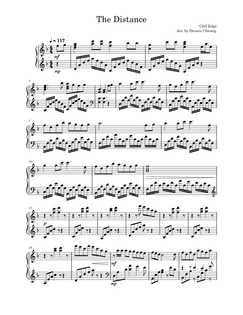 The Distance – Cliff Edge Sheet music for Piano (Solo) | Musescore.com