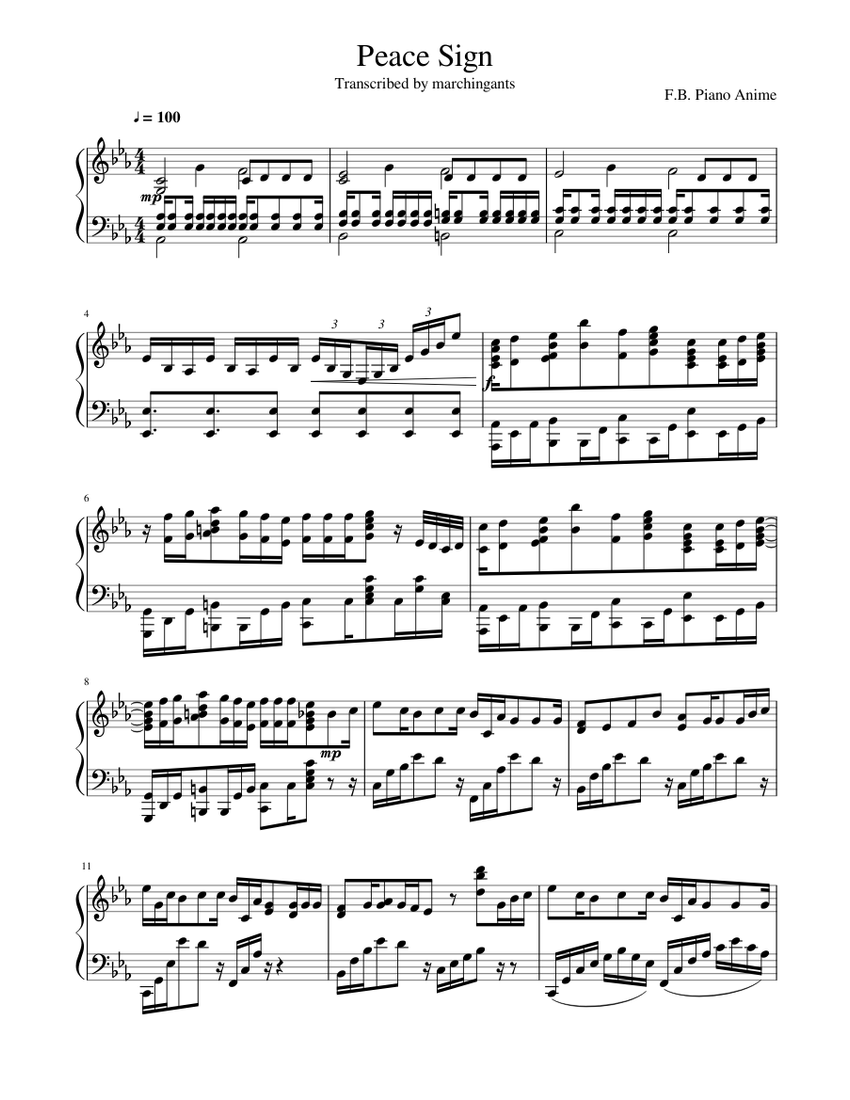 Peace Sign Sheet music for Piano (Solo) | Musescore.com