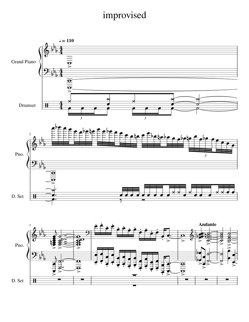 improvised Sheet Music for Piano, Drum group (Mixed Duet) | MuseScore.com