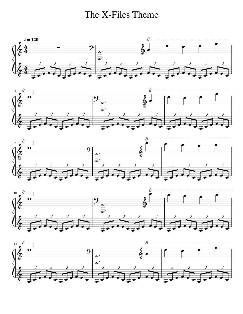 The X-Files Theme Sheet Music for Piano (Solo) easy | MuseScore.com