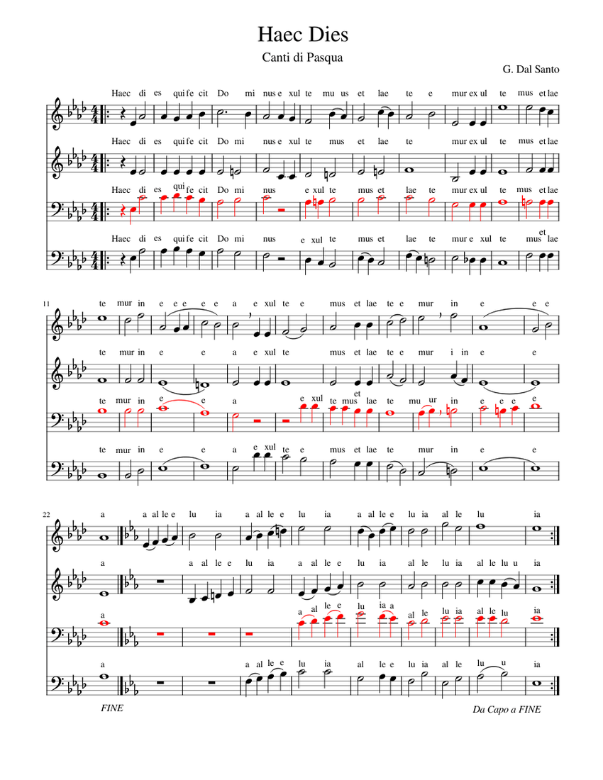 Haec_Dies Sheet music for Soprano, Alto, Tenor, Bass voice (Choral ...