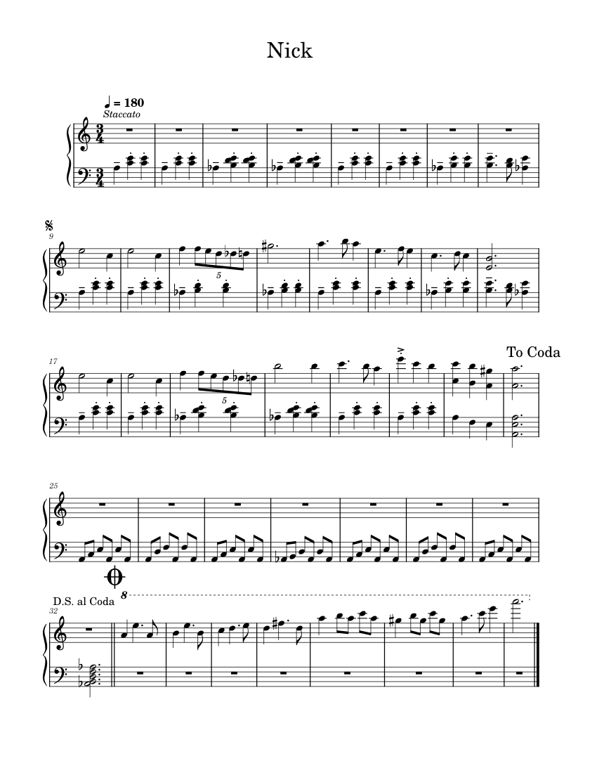 Nick Sheet music for Piano (Solo) Easy | Musescore.com