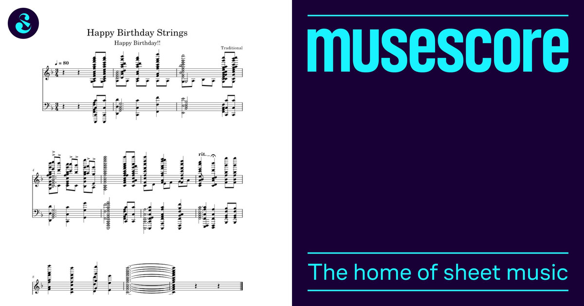 Happy Birthday Strings Sheet Music for Strings - bowed (other) (Solo ...