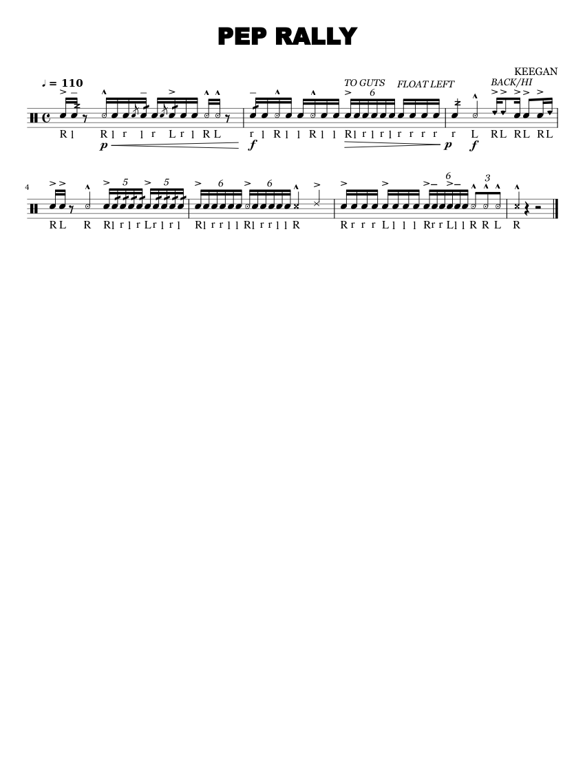 PEP_RALLY Sheet music for Snare drum (Solo) | Musescore.com