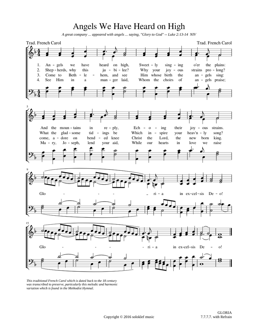 Angels we have heard on high - Misc Christmas Sheet Music for Vocals ...