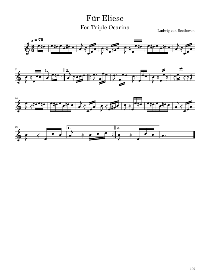 Für Elise, WoO 59 – Ludwig van Beethoven Für Eliese Sheet music for ...