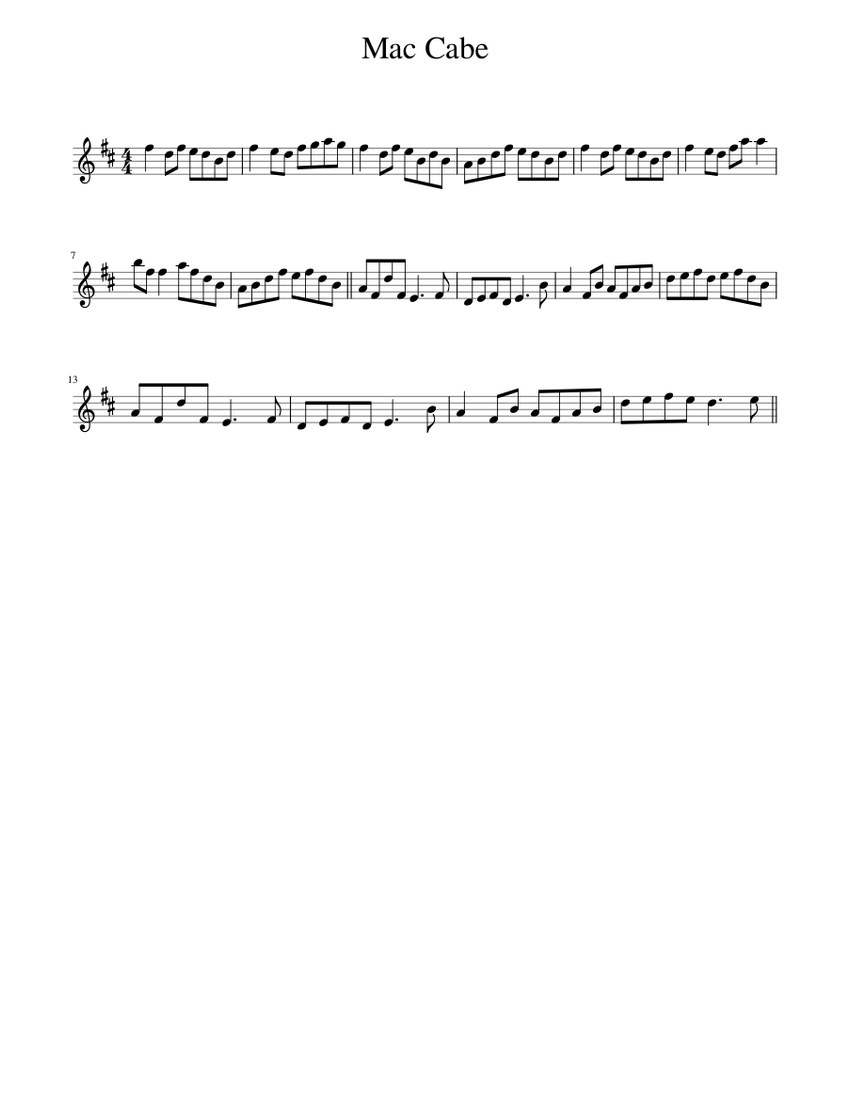 Mac Cabe Sheet music for Piano (Solo) Easy | Musescore.com