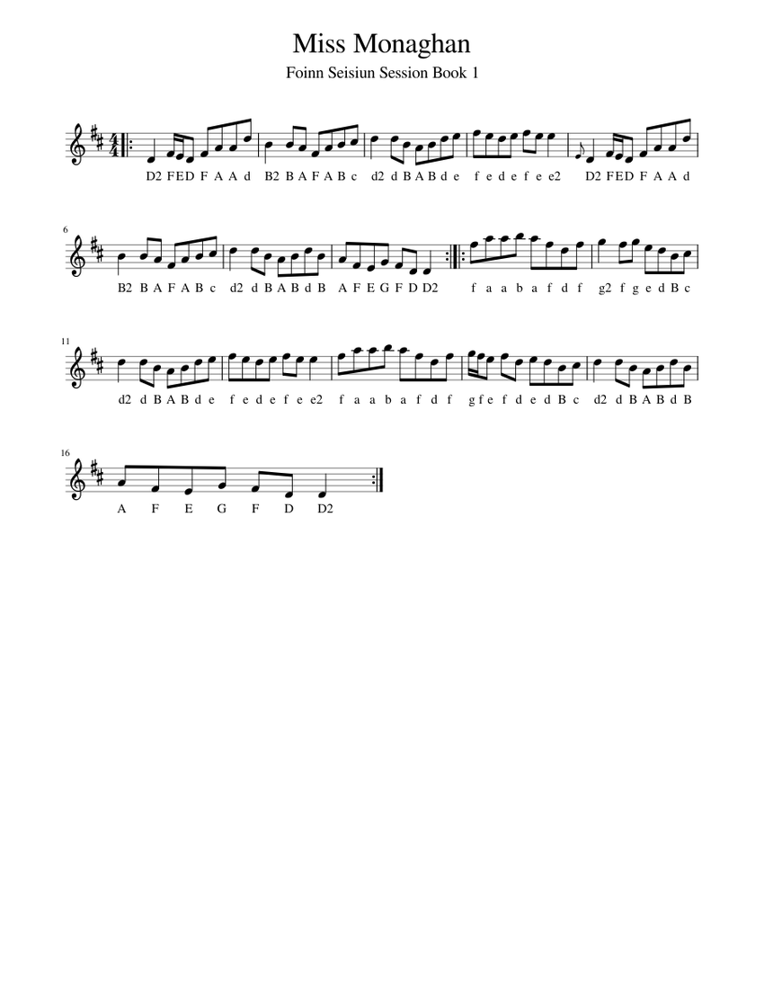 Miss Monaghan Sheet music for Piano (Solo) Easy | Musescore.com