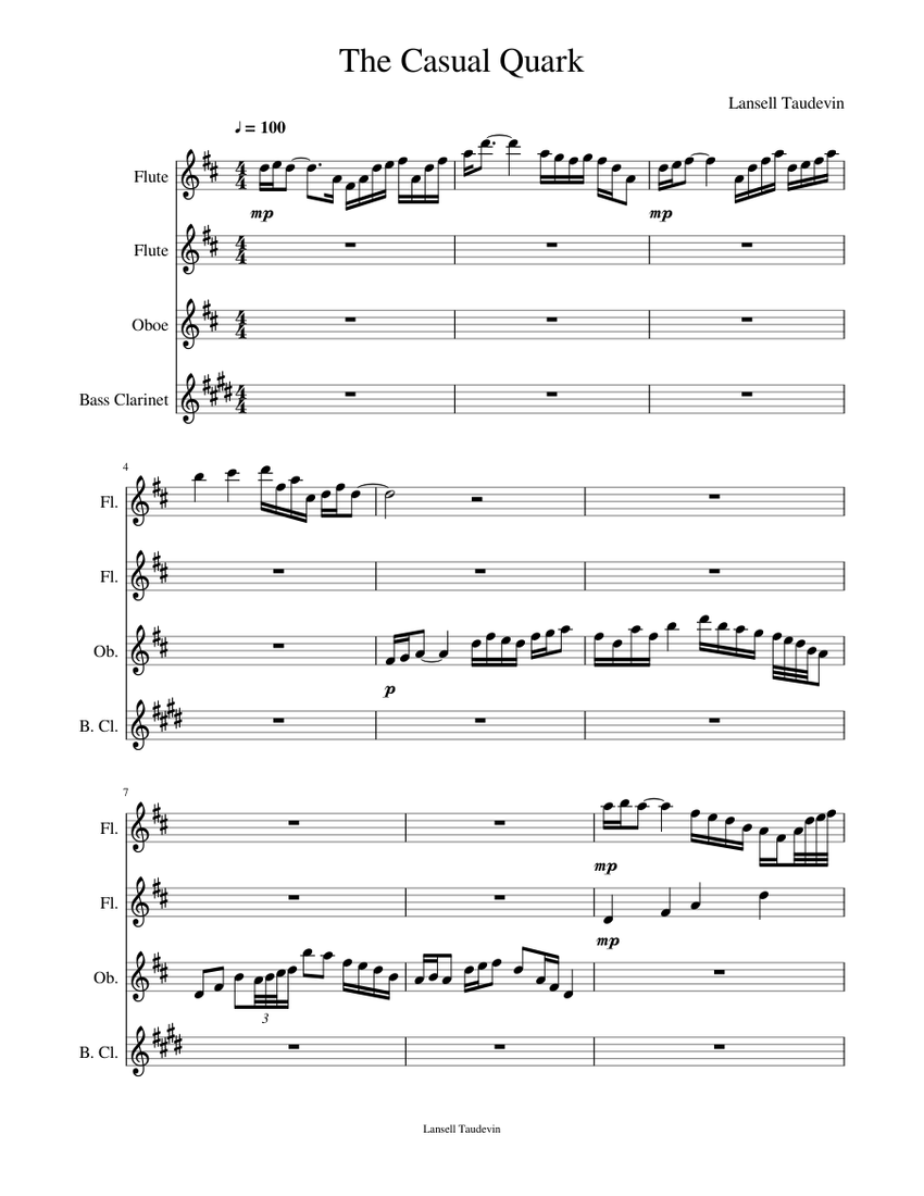 The Casual Quark Sheet music for Flute, Oboe, Clarinet bass (Mixed ...