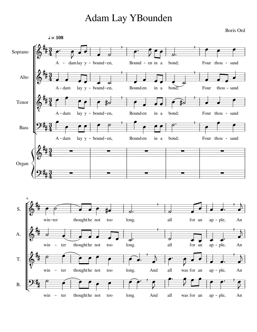 Adam Lay YBounden - Alto Predominant Sheet music for Soprano, Alto ...