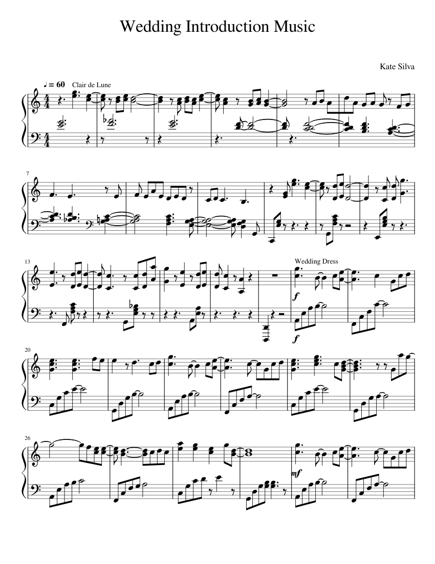 Wedding Intro Songs Sheet Music for Piano (Solo) | MuseScore.com