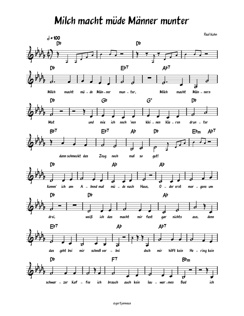 Milch macht müde Männer munter – Paul Kuhn - piano tutorial