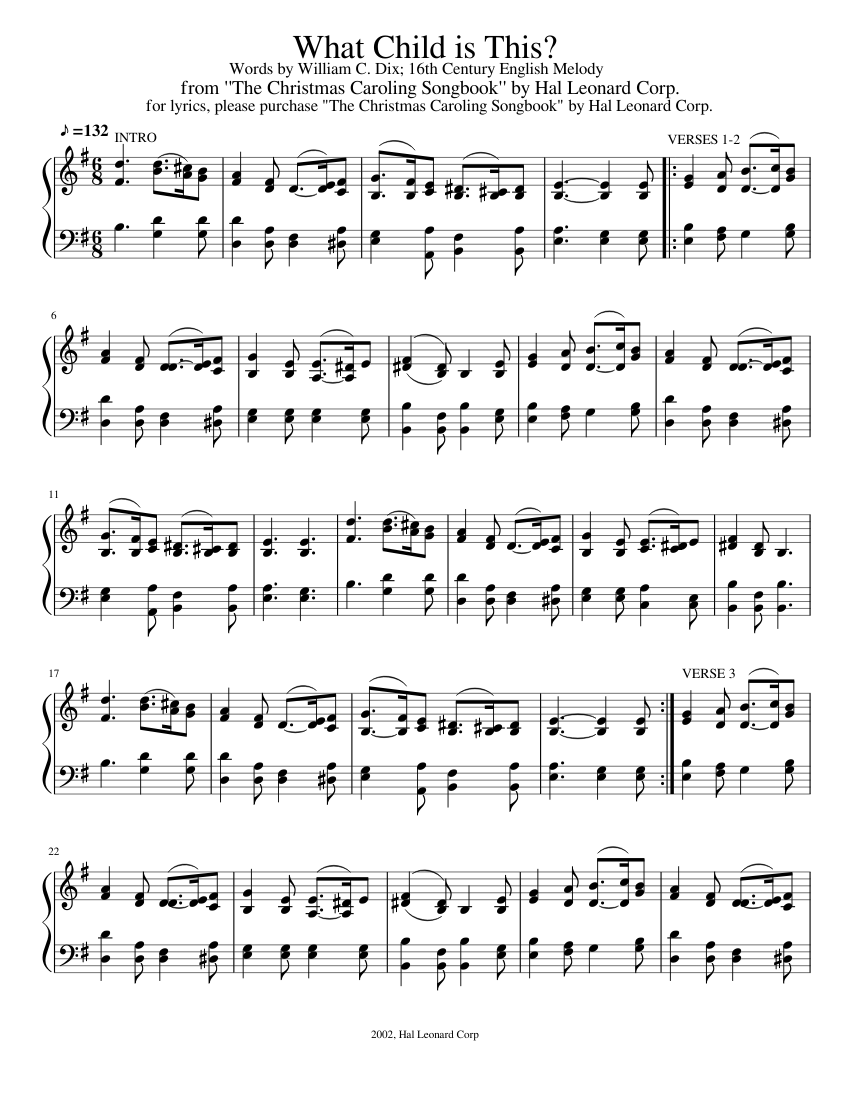 What Child is This Sheet Music for Piano (Solo) Easy | MuseScore.com