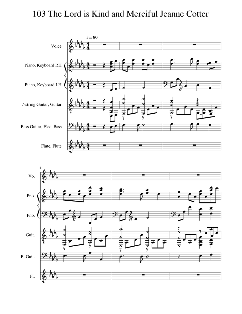 103 The Lord is Kind and Merciful Jeanne Cotter Sheet Music with Chords ...