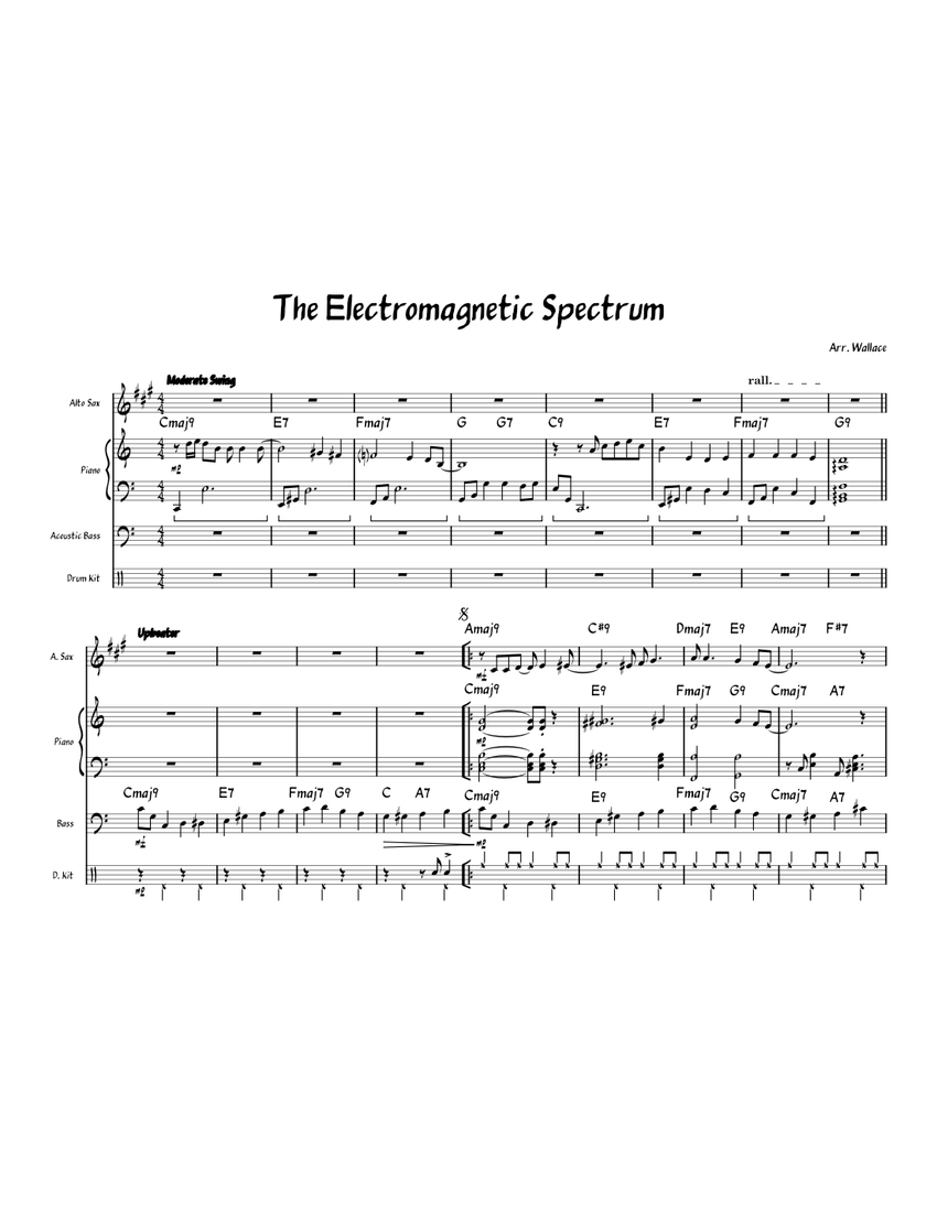 The Electromagnetic Spectrum Song for Jazz Quartet Sheet Music ...