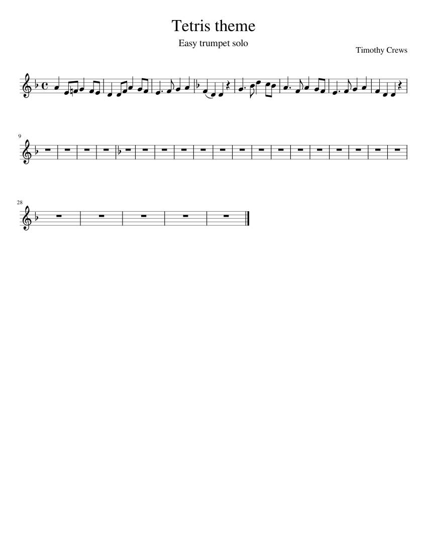 Tetris theme – Misc Computer Games Tetris theme Sheet Music for Trumpet ...